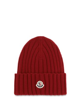 Moncler Womens Wool Beanie Red Merino Hat