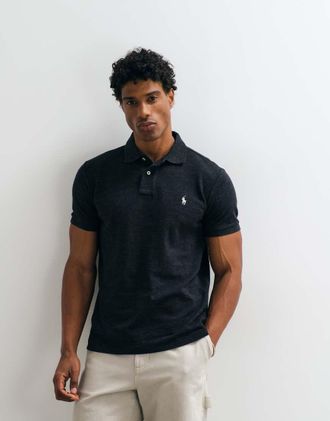 Polo Ralph Lauren Polo ajust&eacute; en piqu&eacute; avec logo embl&eacute;matique - Gris fonc&eacute;
