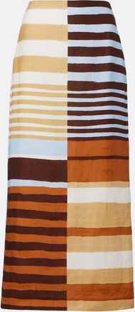 Cala de la Cruz Jupe midi Bruna ray&eacute;e en lin