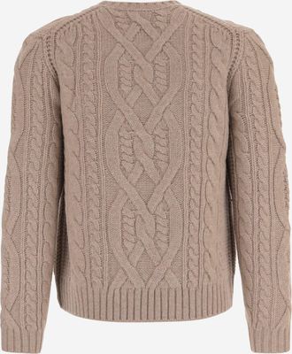 Vince Mens Wool Cable Knit Sweater Beige