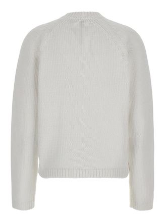 Toteme Womens Cotton Crew Neck Cardigan White Tops Top