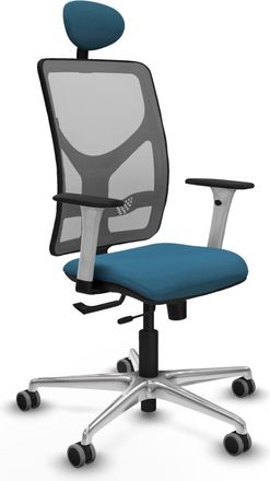 Piqueras y Crespo Gr&uuml;ner Schreibtischstuhl mit wei&szlig;en und schwarzen Armlehnen, h&ouml;henverstellbarer Lendenwirbelst&uuml;tze und festem Kopfteil, ausgestattet mit Syncro/Trasla