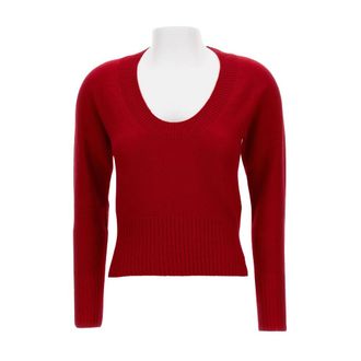 Simone Rocha Femme, Pulls, Rouge, Taille: 40 FR Pull en cachemire &agrave; encolure d&eacute;gag&eacute;e