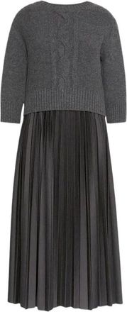 Max Mara Robe midi pliss&eacute;e Wkdcalco - Femme - Robes - Gris - Taille: 38 FR