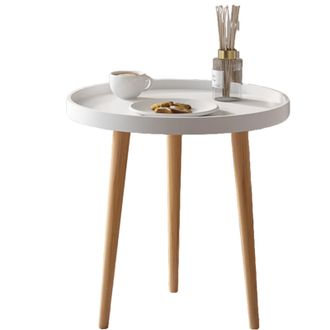 Generic Beistelltisch Rund, 44 * 40cm Kleiner Tisch, Holz for Nachttisch, Gold Klein, Pflanzen Hocker, Balkon, Beinen Aus Metall(White)