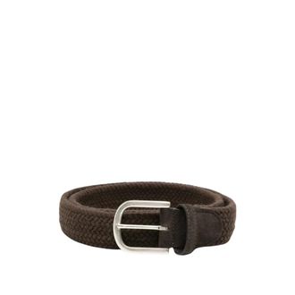 Canali Homme, Accessoires, Brun, Taille: 110 CM Ceinture tress&eacute;e avec garniture en daim
