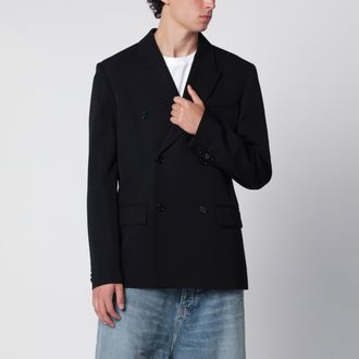 Balenciaga Doppelreihige Schneiderjacke aus Wolltwill in Schwarz