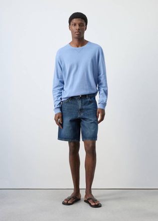 Mango Bermuda en jean droit bleu fonc&eacute; - Homme - 38 - MANGO MAN