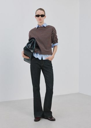 Mango Gestreiftes Sweatshirt mit U-Boot-Ausschnitt schokolade - Damen - XXS - MANGO