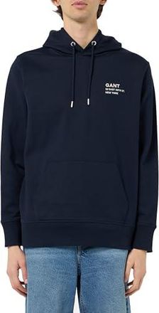 GANT Script Graphic Sweat Hoodie Sweatshirt &agrave; Capuche, Bleu Nuit, M Homme