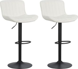 Brigros We Home - Set mit 2 Barhockern, hoch, verstellbar, aus Kunstleder, K&uuml;chenhocker, um 360 &deg; drehbar, Hocker mit R&uuml;ckenlehne und Fu&szlig;st&uuml;tze, Hocker mit Me