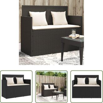vidaXL Gartenm&ouml;bel - Gartenbank mit Kissen Schwarz Poly Rattan