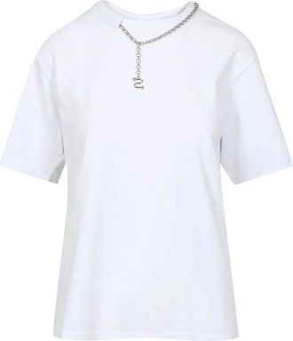 Sportmax Femme, Tops, Blanc, Taille: 36 FR T-Shirt Col Rond