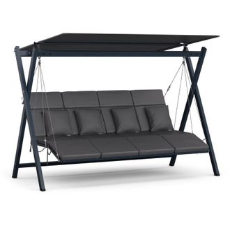 Blumfeldt Blumfeldt salon de jardin avec parasol, balancelle reglable pour 4 pers, assises confortables matelassees, supportant jusqua 320 kg, chassis robuste