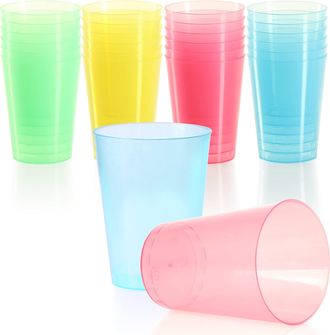 Com-Four 24x Mehrweg Trinkbecher für Party, Camping und unterwegs - wiederverwendbar und spülmaschinengeeignet - Kunststoffglas [Auswahl variiert]