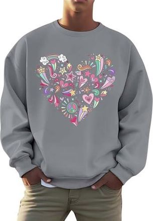 Generic 2026 Sweat-shirt d&eacute;contract&eacute; &agrave; col rond pour homme et femme Motif lettres imprim&eacute;es, gris, 3XL