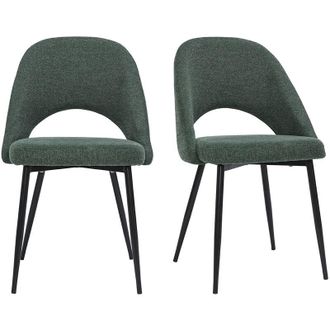 Miliboo Vintage-St&uuml;hle aus Stoff mit strukturiertem Samteffekt in Gr&uuml;n und schwarze Metallf&uuml;&szlig;e (2er-Set) cosette