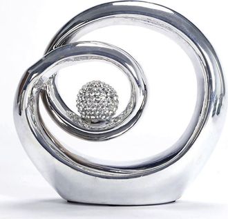 Generic schulpture Figurine Sammlerst&uuml;ck Keramik Paar Deko-Objekte, abstrakte Handwerkskunst, B&uuml;ro s, Silber