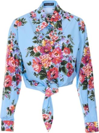 Dolce & Gabbana Femme, Blouses et Chemises, Multicolore, Taille: 40 FR Flower bouquet-print cotton shirt
