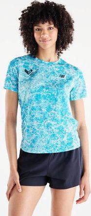 New Balance Damen Valencia Marathon Printed Athletics T-Shirt in Blau, Poly-Strick, Gr&ouml;&szlig;e XL