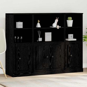 vidaXL Highboard Ch&ecirc;ne noir 132 x 35,5 x 103,5 cm Bois ding&eacute;nierie vidaXL