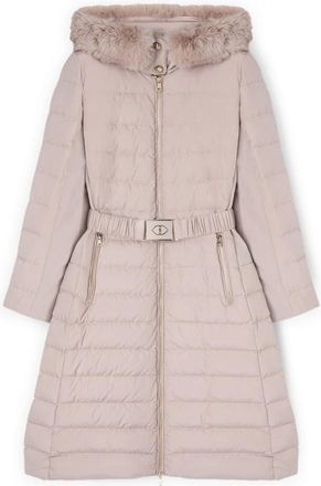 Motivi Femme, Manteaux, Beige, Taille: 38 FR Longue Doudoune &agrave; Capuche