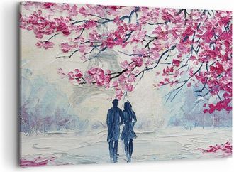 Arttor Wandbilder Dekoration Wohnzimmer Paar Paris Baum Bilder auf Leinwand 120x80cm Leinwandbild mit Rahmen Schlafzimmer K&uuml;che Deko Wand Kunstdruck Art Gro&szlig;