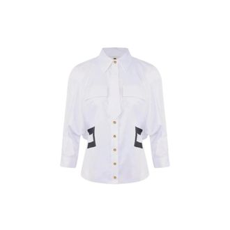 Elisabetta Franchi Baumwollhemd mit kleiner Schleife - - Blouses & Shirts - Damen - Wei&szlig; - XS