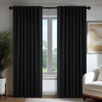 Deconovo Verdunkelungsvorh&auml;nge Blickdichte Gardinen mit Kr&auml;uselband Schlaufen Vorhang 3-in-1 Thermo Vorh&auml;nge gegen Hitze Curtains f&uuml;r Wohnzimmer Schlafzimmer, 
