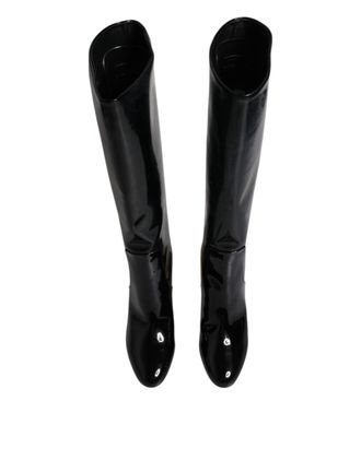 Dolce & Gabbana Womens Black Patent Leather Vally High Boots Shoes