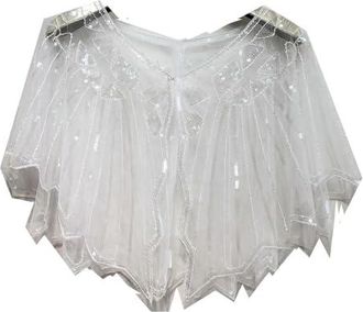 Generic NYSBH Ch&acirc;le r&eacute;tro avec perles et paillettes pour femme, blanc., Taille unique