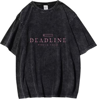 Generic Deadline Baumwoll-T-Shirt 2025 World Tour Grafik-Support Loose Jump Washed Shirt(C,S)