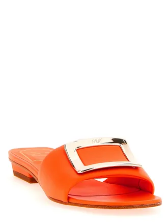 Roger Vivier Womens Slide Orange Lamb Leather Heels