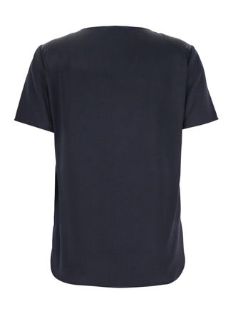 Max Mara Womens Blue Crewneck T-Shirt Silk Top