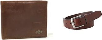 Fossil Homme Ryan Portefeuille en Cuir Marron et Ceinture Joe, Coffret