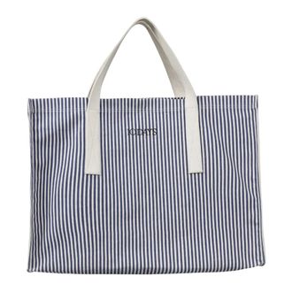 10 Days Femme, Sacs, Bleu, Taille: ONE Size Grand sac de courses ray&eacute; en toile