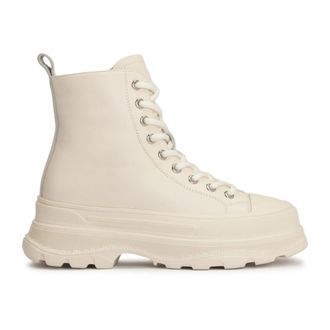 Kazar Damen off-white flache Kn&ouml;chelstiefel mit Schn&uuml;rung - - Shoes - Damen - Beige - 40 EU