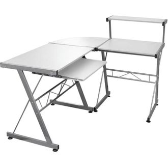 vidaXL Vidaxl - Bureau dordinateur dangle Blanc 132x112x99 cm Bois ing&eacute;nierie