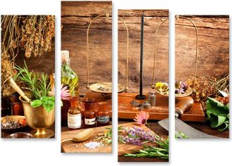 Islandburner Bild auf Leinwand Alte Naturheilkunde Kr&auml;uter - Leinwand Bilder in verschiedenen Formaten f&uuml;r Wohnzimmer, Schlafzimmer oder K&uuml;che - Leinwandbilder, Wa