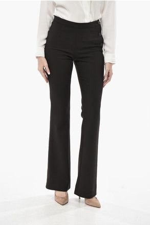 Courr&egrave;ges Wool-Blend Bootcut Trousers with Side Buttoning size 40