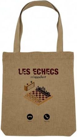 Fabulous Sac Shopping Tote Bag Aspect Lin - Les Echecs MAppellent Passion Jeux de Soci&eacute;t&eacute; - Sac de Courses Toile Epaisse 360g Beige Naturel Cabas Port&eacute; Epaule 