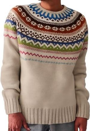 Generic Fair Isle Pull pour femme - Manches longues - Imprimé vintage islandais - Rétro - Doux - Chaud - Décontracté - Élégant - Automne Hiver - Vacances - Co