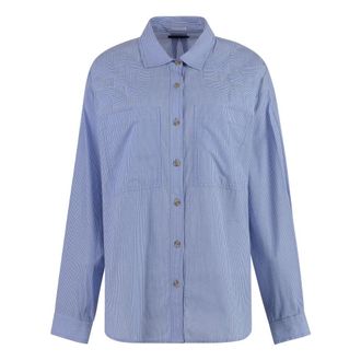 Mother Gestreiftes Baumwollhemd mit Taschen - - Blouses & Shirts - Damen - Blau - M