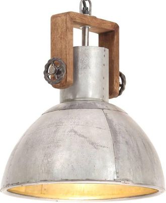 vidaXL H&auml;ngelampe Industriestil 25 W Silbern Rund 30 cm E27 vidaXL