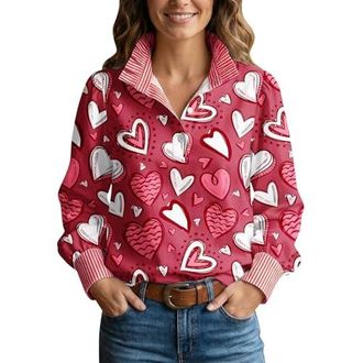 Generic 2026 Chemise Saint-Valentin Femme Fashion Manches Longues Pull-Over Col Rond Couleur Unie Top Haut Outdoor Grandes Tailles Vetement pour Automne Hiver