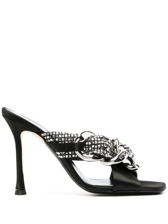 N&deg;21 Kristallverzierte Sandalen mit Zehensteg - Schwarz