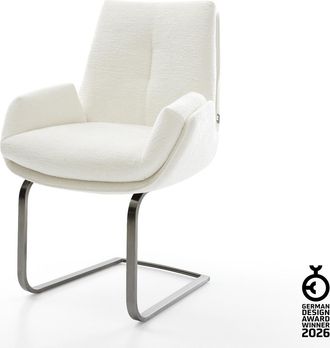 DELIFE Freischwinger Clea-Flex Boucl&eacute; Soft Beige Freischwinger flach Graphit, Esszimmerst&uuml;hle