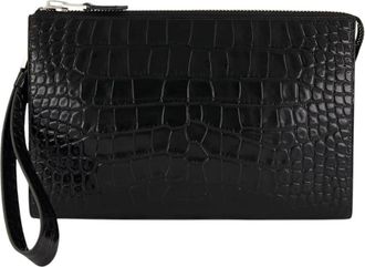 Tom Ford Homme, Sacs, Noir, Taille: ONE Size Pochette en cuir &agrave; imprim&eacute; crocodile