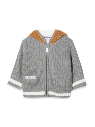 Moschino Teddy Hooded Cotton Cardigan - Gray