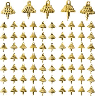 Amosfun Weihnachtskugeln Kappen 150 St&uuml;Ck Kunststoff Goldfarbene Aufh&auml;Nger F&uuml;R Christbaumschmuck DIY Bastelarbeiten 1.5X1.5X2Cm Zubeh&ouml;R F&uuml;R Festliche Dekorati